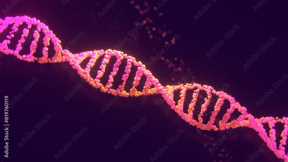 DNA helix structure constructed with particles. 3D digital genetic ...