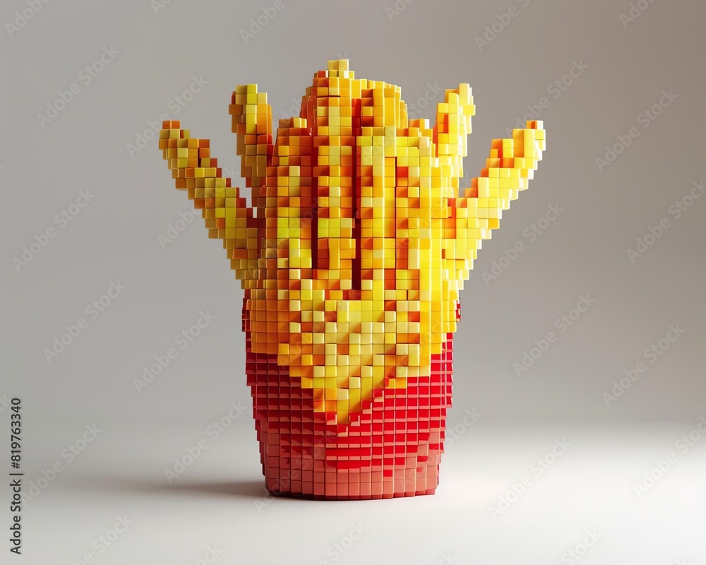 French Fries, Crispy Pixel Art, Snack Time, Fast Food, Isolated on ...