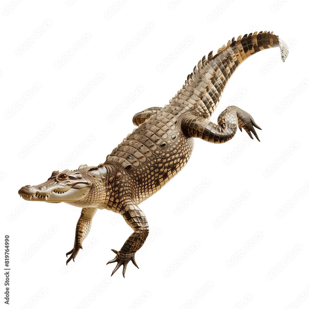 Leaping crocodile, dynamic pose, isolated on white or transparent ...