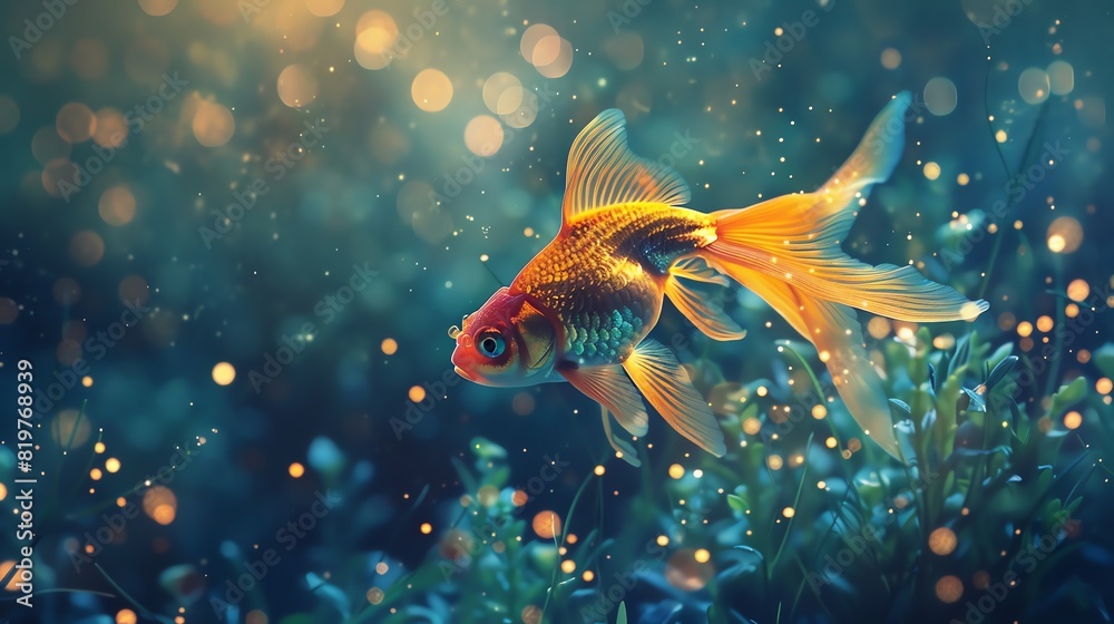 Elegant discus fish in a serene verdant aquarium environment Stock ...