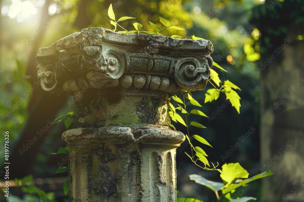 Ancient Greco-Roman hall interior with a circular stone podium ...