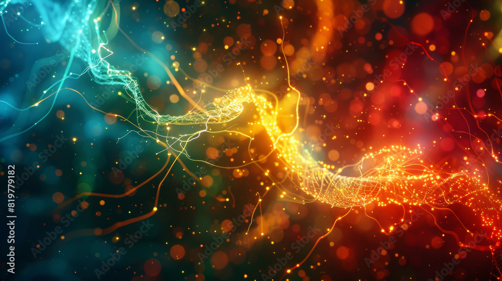 Top view Extreme close-up photo of colourful wires, neurons in your ...