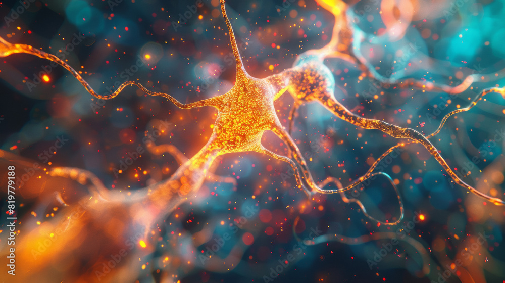 Top view Extreme close-up photo of colourful wires, neurons in your ...
