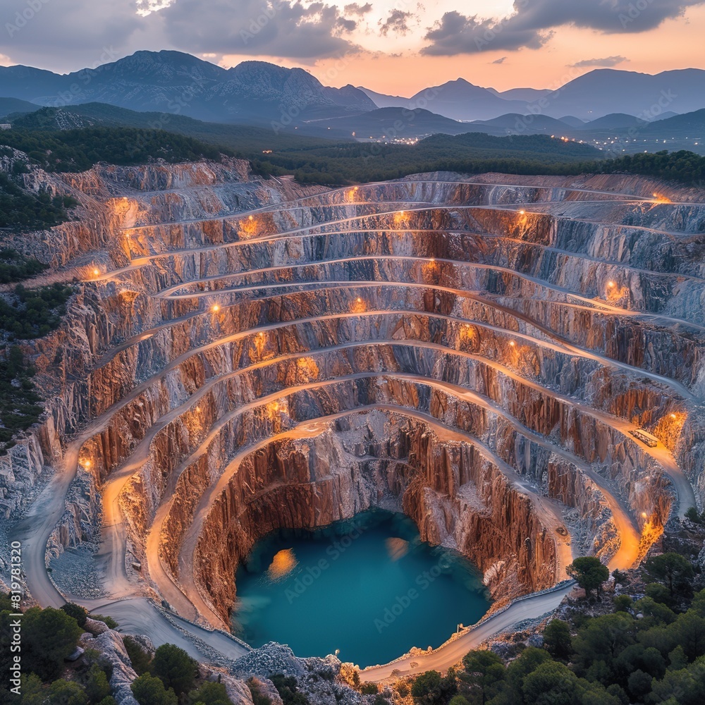 Panoramic drone view of Kaz Mountains Mount Ida gold mine Deforestation ...