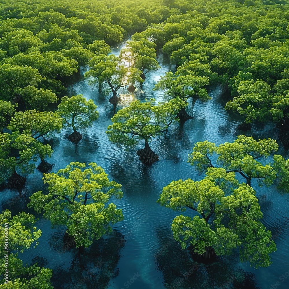Senegal Mangroves Aerial view of mangrove forest in the Saloum Delta ...
