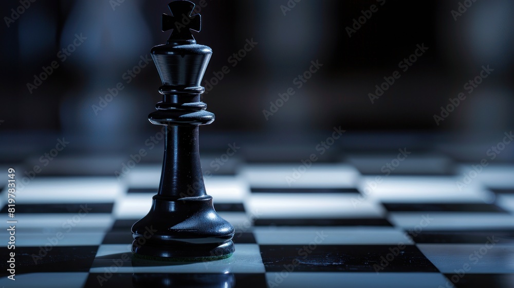 Shadowed King, Close-up of a king piece shadow on a chessboard, Sharp ...