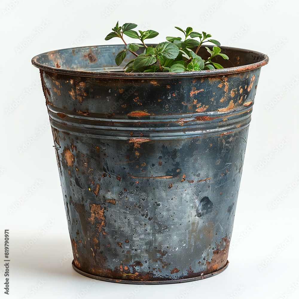 Depicting a metal pot design , isolated on white background , high ...