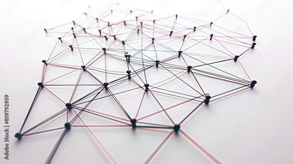A network diagram with interconnected nodes, visually depicting the ...