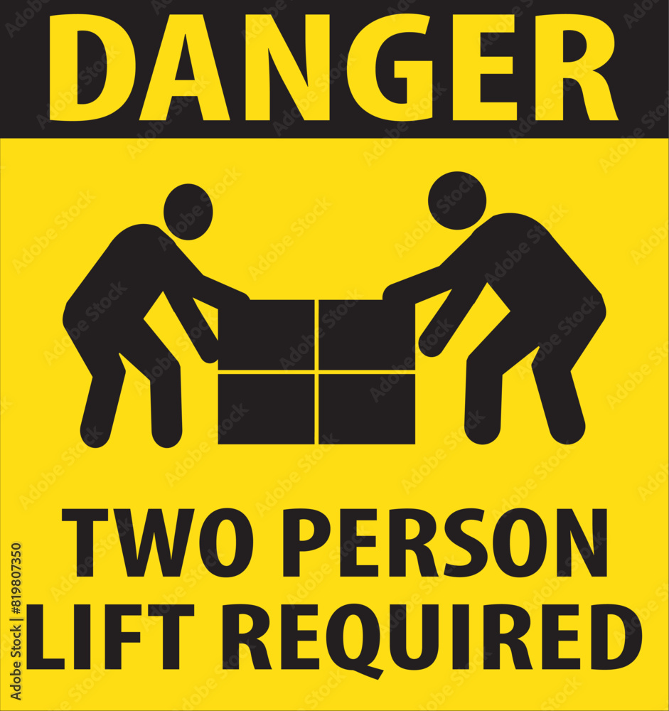 Heavy object two person lift required sign vector.eps Stock Vector ...