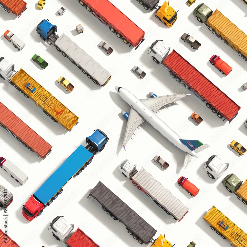 Seamless Patterns Featuring Logistics Vehicles for Web Backgrounds and ...