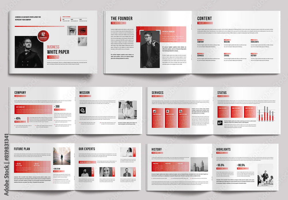 White Paper Layout Design Template Landscape Stock Template | Adobe Stock