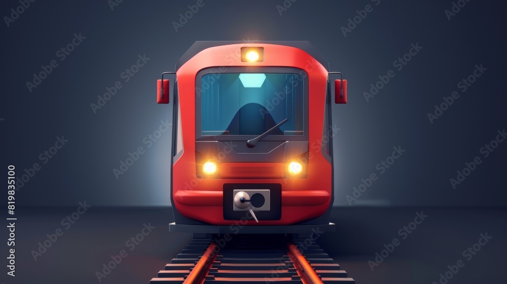 An illustration of a train or metro, front view, with a subway ...