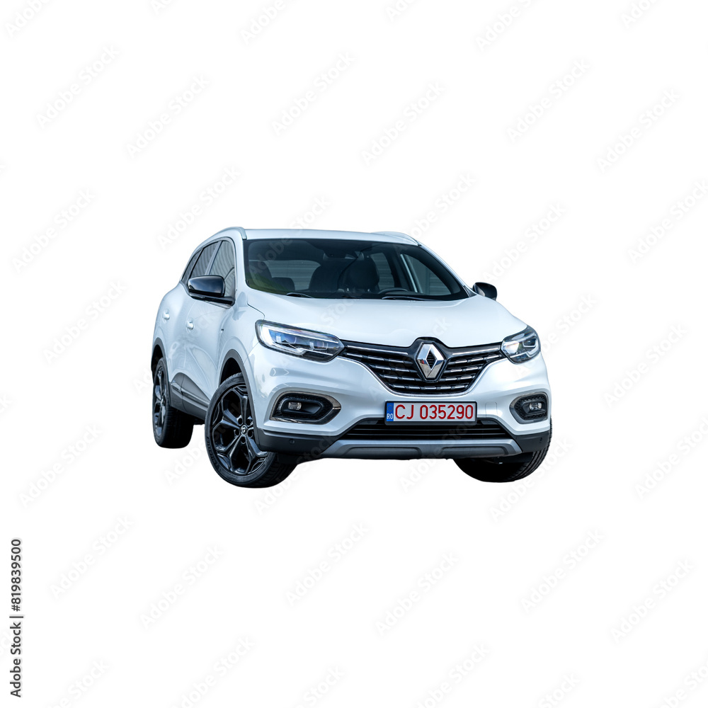 Cluj-Napoca, Cluj-Romania-19.05.2024-No background Renault Kadjar white ...