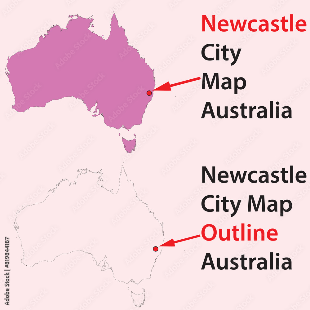Vetor de Newcastle city map, vector, australia, outline, political ...