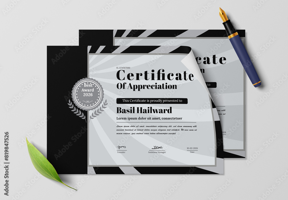 Black And Cyan Color Certificate Design Stock Template | Adobe Stock