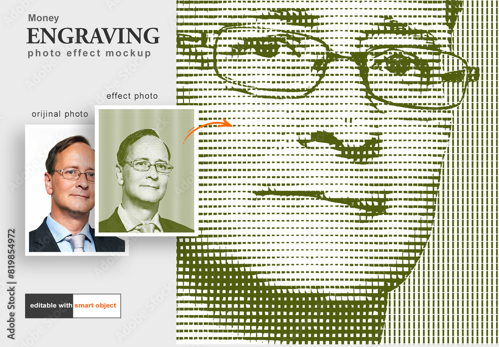 Money Engraving Photo Effect Mockup Stock Template | Adobe Stock