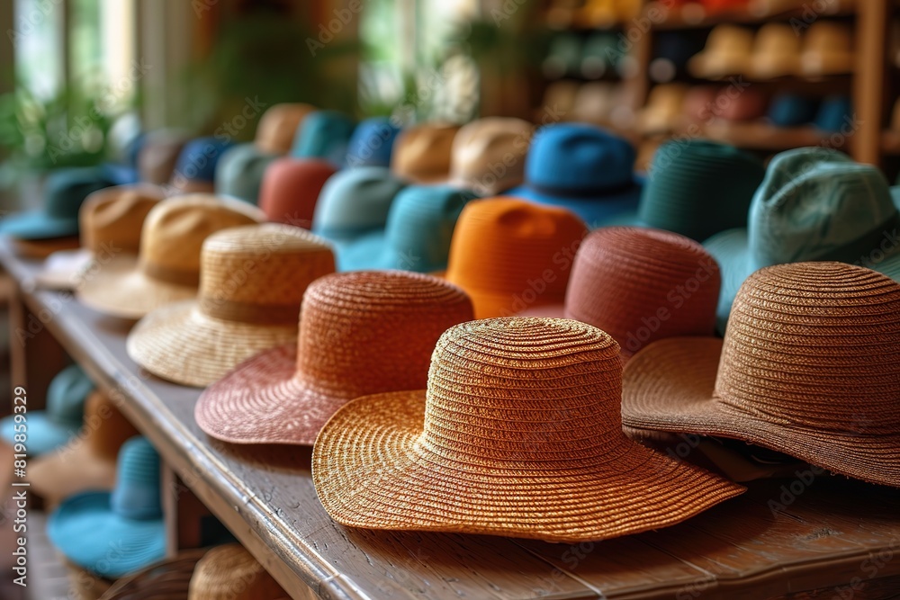 Summer Hat Collection Various summer hats, including wide-brimmed hats ...