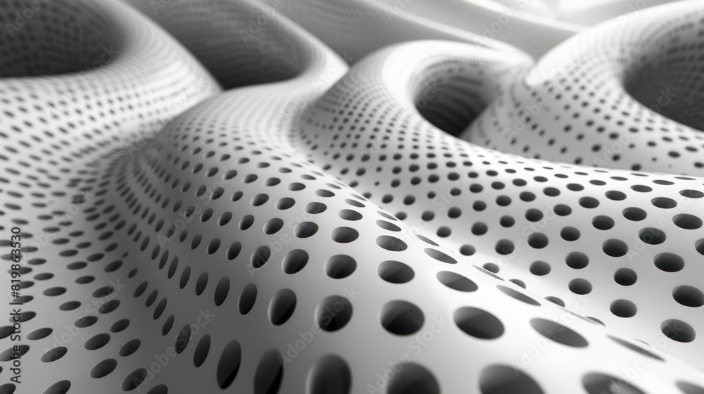 3D black and white illustration of parametric sinuous shapes with many ...