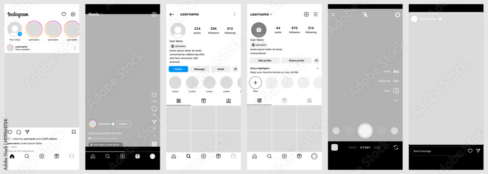 instagram mockup social media post. social network interface template ...