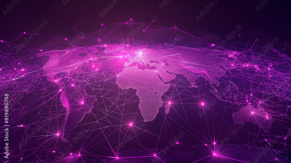 Digital generated image of internet 5g coverage on world map over ...