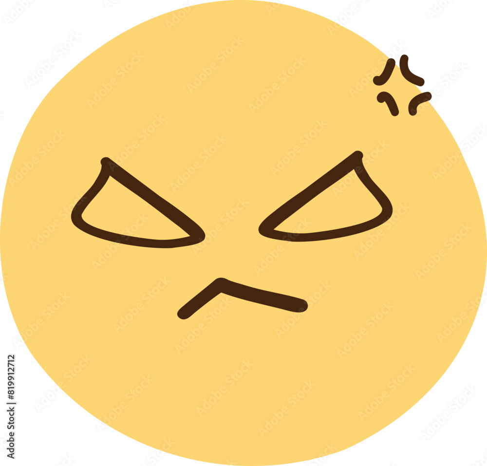 Vetor de angry emoji, kawaii emoticon, cute doodle outline do Stock | Adobe Stock