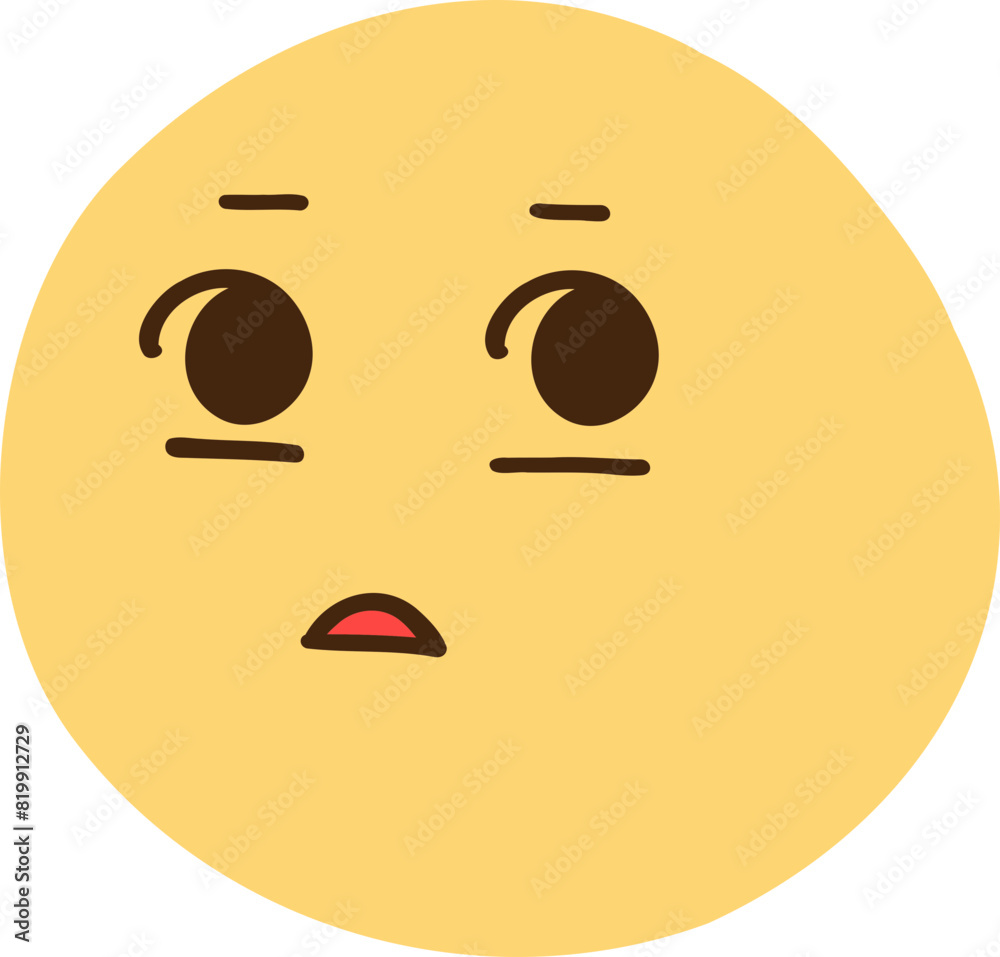 meh emoji, kawaii emoticon, cute doodle outline Stock Vector | Adobe Stock