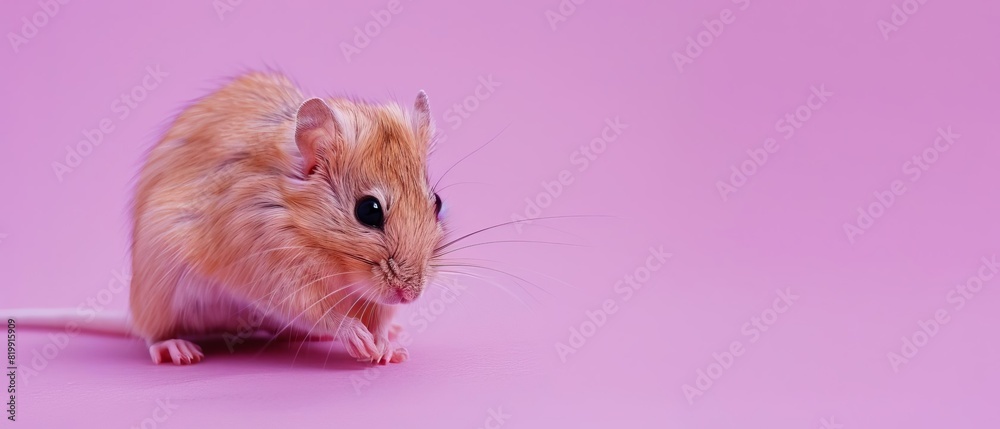 Gerbil digging tunnels in its habitat,with Pastel Purple background ...