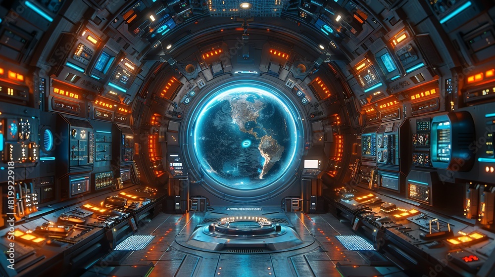 Sci-fi technology background image, Sci-fi engineering bay with ...