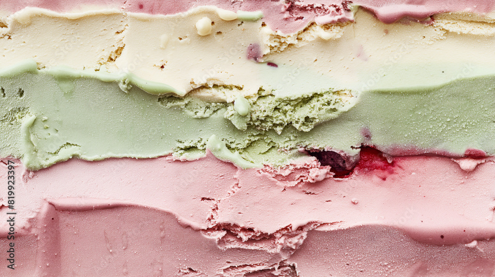 ภาพประกอบสต็อก top view of spumoni ice cream surface, a closeup of the ...
