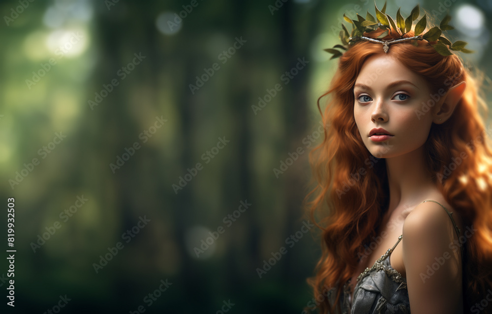 Red haired elf. most pretty elf maiden in the woods. Princess elven ...