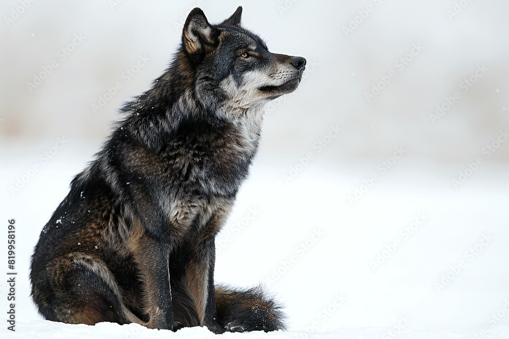 Depicting a howling black wolf on white background, high quality, high ...