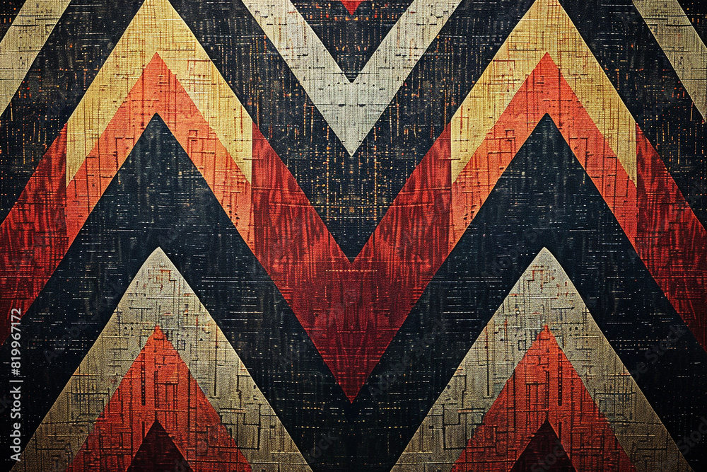 Tribal chevrons form a tapestry of resilience, each angle a testament ...