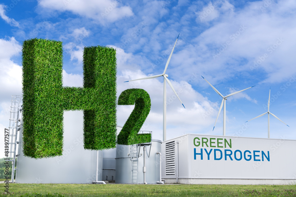 Green hydrogen factory concept. Hydrogen production from renewable ...