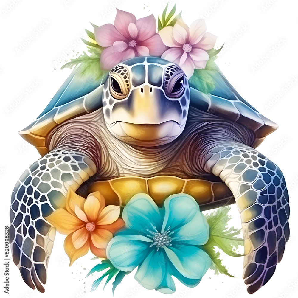 Watercolor Sea Turtle clipart with transparent background Stock ...