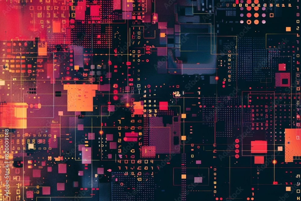 Algorithm design top view representing complex problem solving digital binary as object Tetradic ...