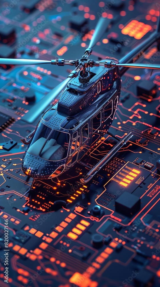 Illustration of an electric helicopter icon integrated into an ...