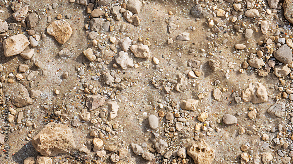 A high-resolution top view of sandy soil, showcasing the coarse and ...