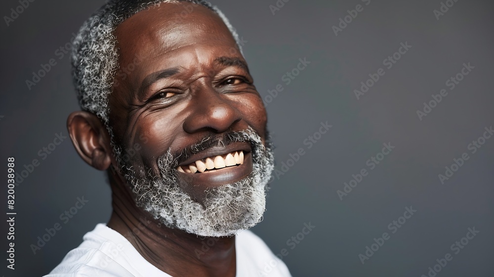 Senior black man portrait smile and skincare for grooming hygiene or ...
