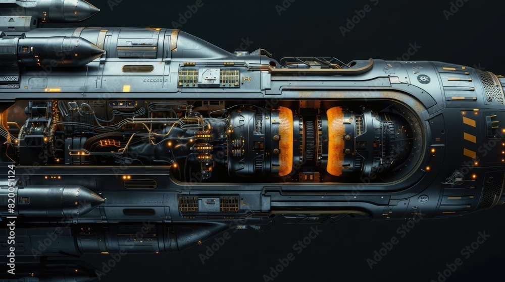 Visualize a spacecraft with thermal control systems, aerospace theme ...