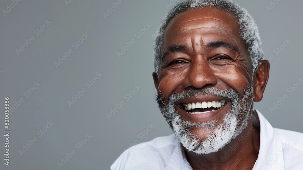Senior black man portrait smile and skincare for grooming hygiene or ...