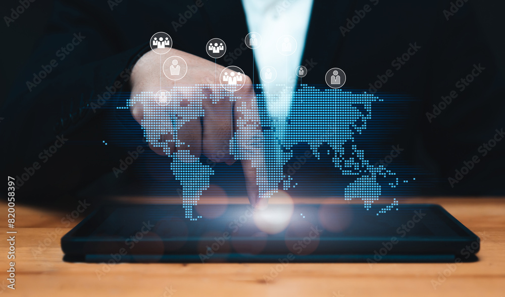 Digital Communication and Collaboration with Business People Exchanging ...