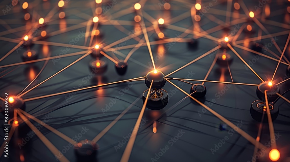 Digital Network Organization Structure Illuminated Nodes - Conceptual Corporate Hierarchy in ...