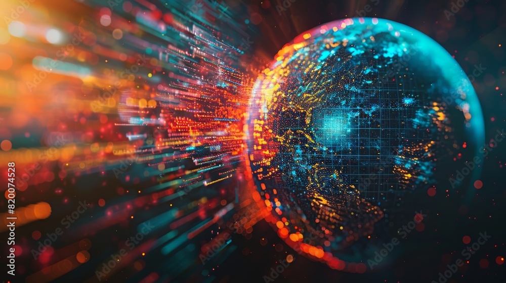 Digital world globe with time-space distortion effects, Temporal ...