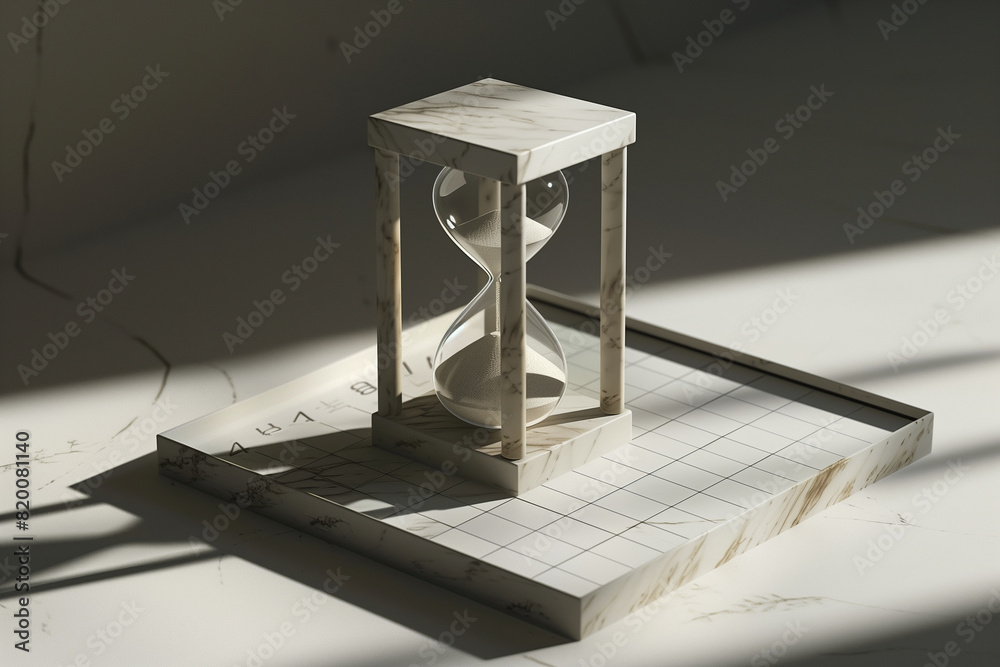 Imagine a thought-provoking composition where an hourglass, rendered in ...