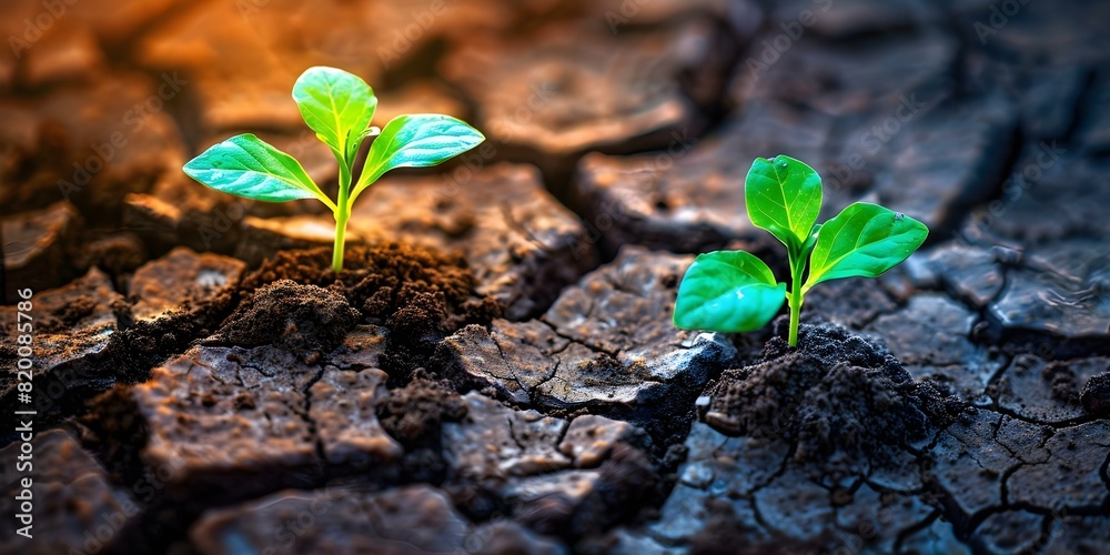 Sprouts emerging from parched soil: A symbol of hope and vitality ...