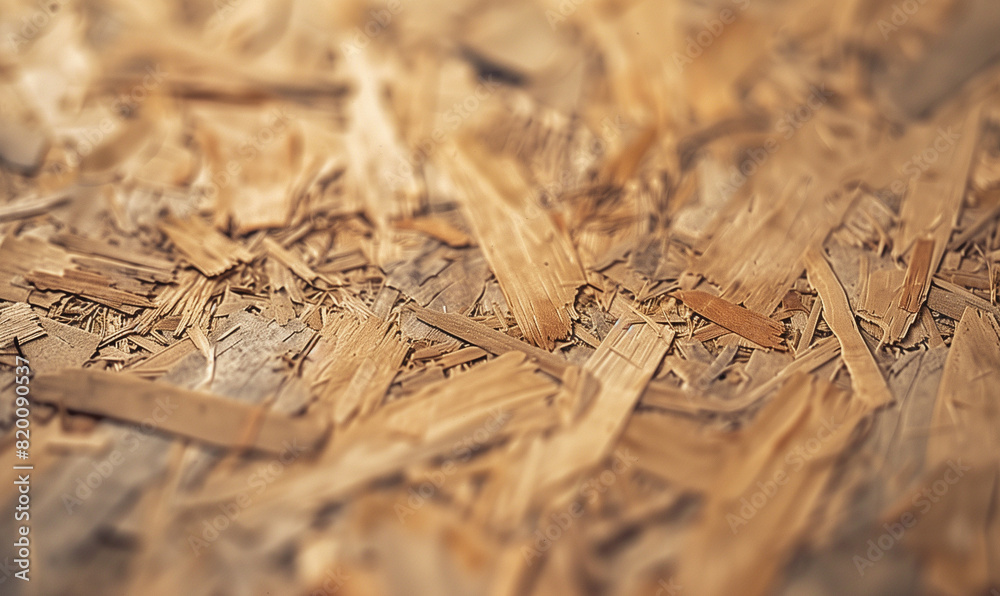 Complex chipboard structure, with clearly visible fine wood chips ...
