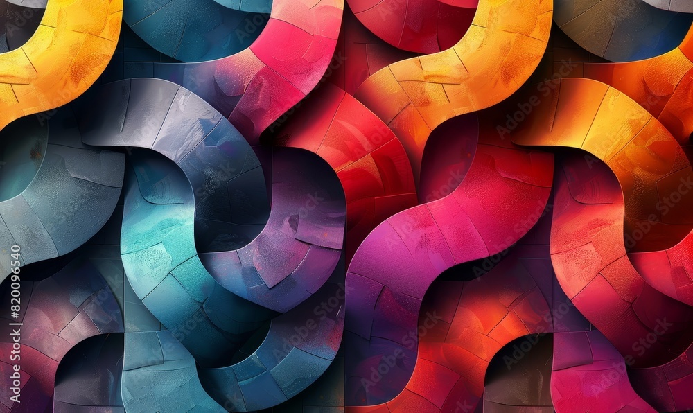 Geometric of Rectangles of various colors arranged in a winding pattern ...