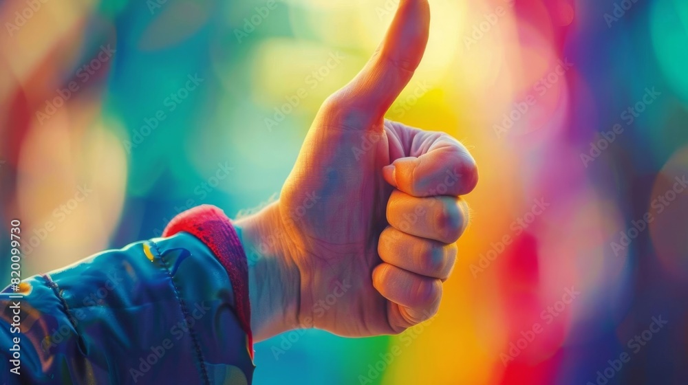 Hands giving a thumbs up, successful business outcome, focus on ...