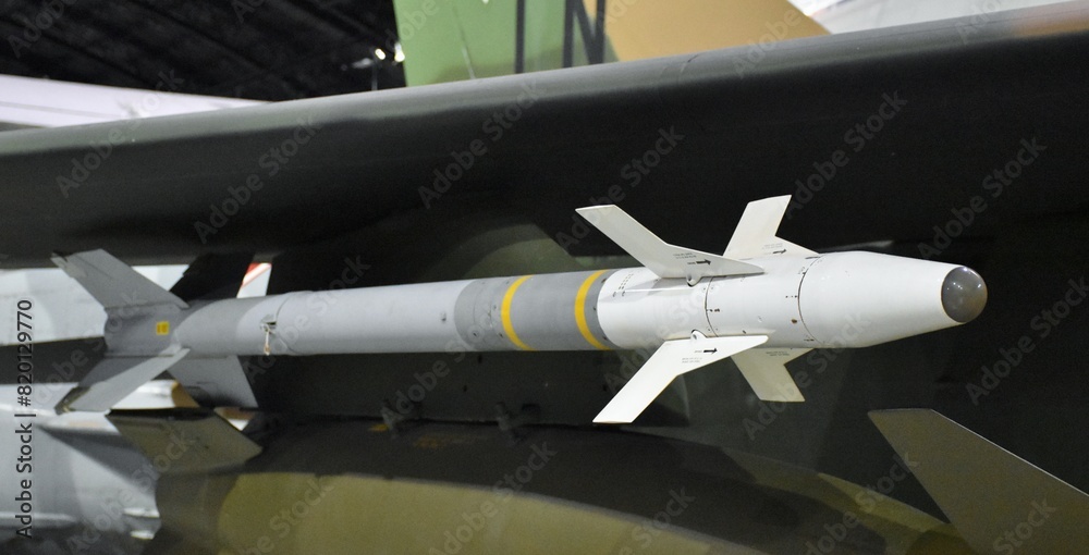 An Air Force AIM-9 Sidewinder missile on an F-111 Aardvark jet fighter ...