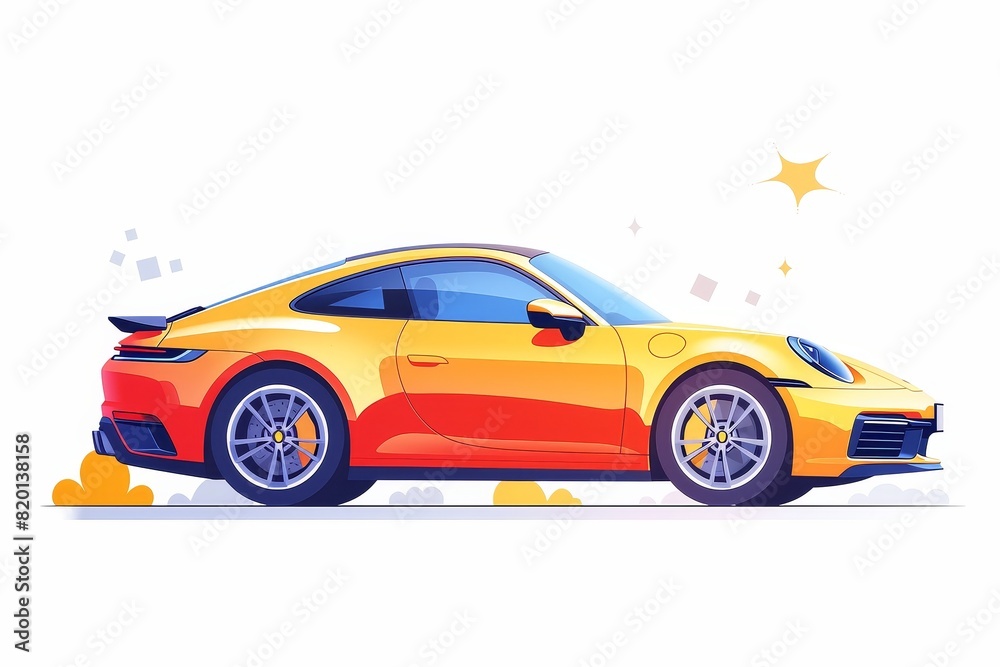 Bright red car, cute clipart vector design on a pristine white ...